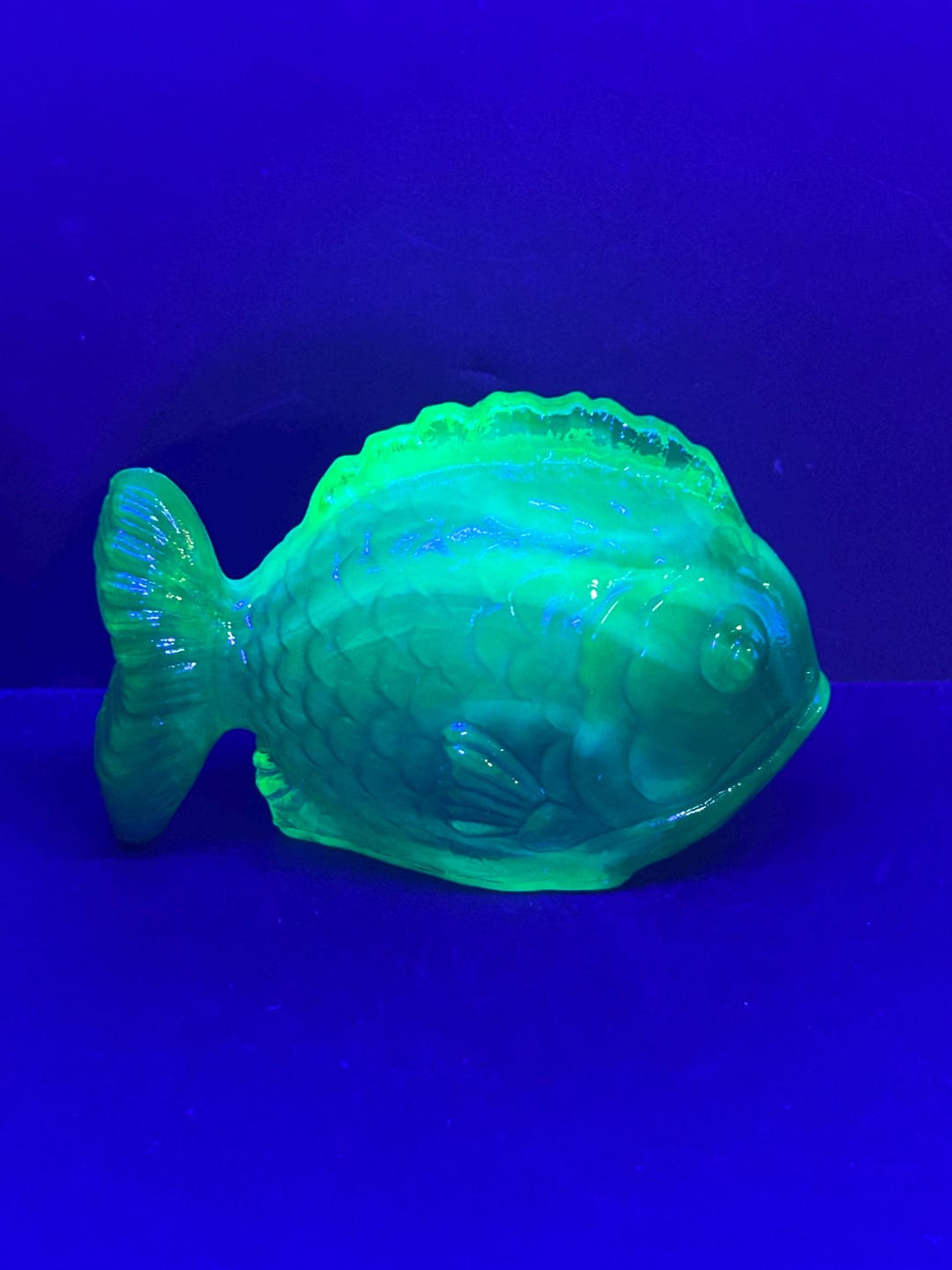 Jade Uranium Glass Chubby Fish Figure - Etsy