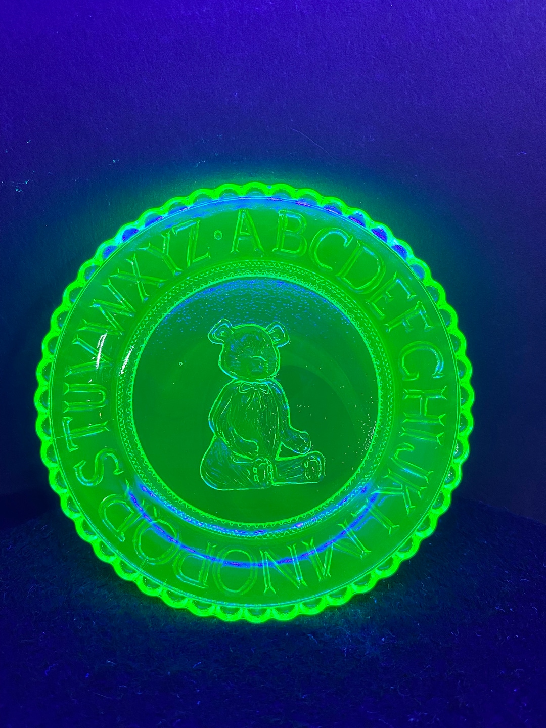 Mini Uranium Glass Bear ABC Plate - Etsy