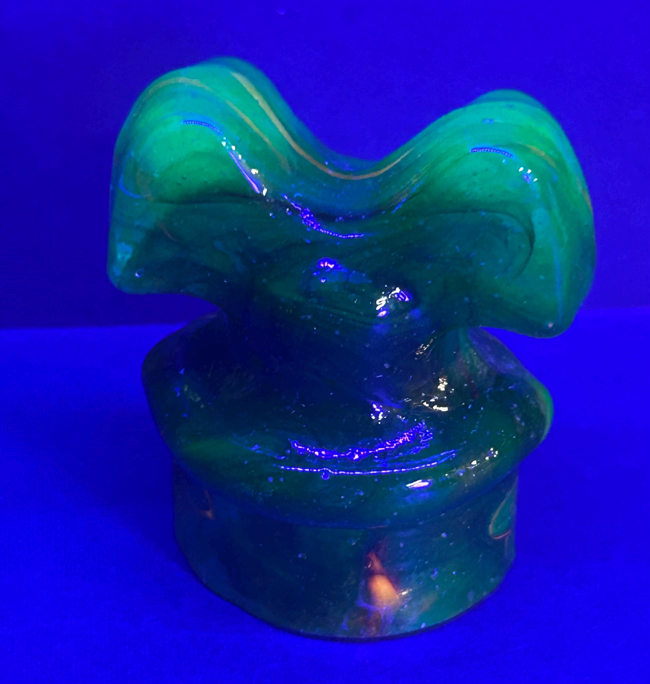 Cobalt Blue Firey Orange Slag Glass Mini Mickey Mouse Insulator Uranium ...
