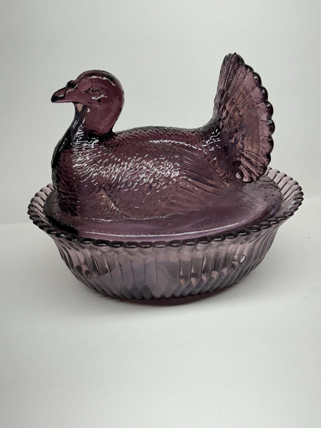 Vintage Boyd Purple Glass Turkey on the Nest - Etsy
