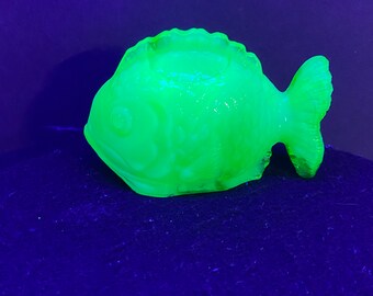 Jade Uranium Glass Chubby Fish Figure - Etsy