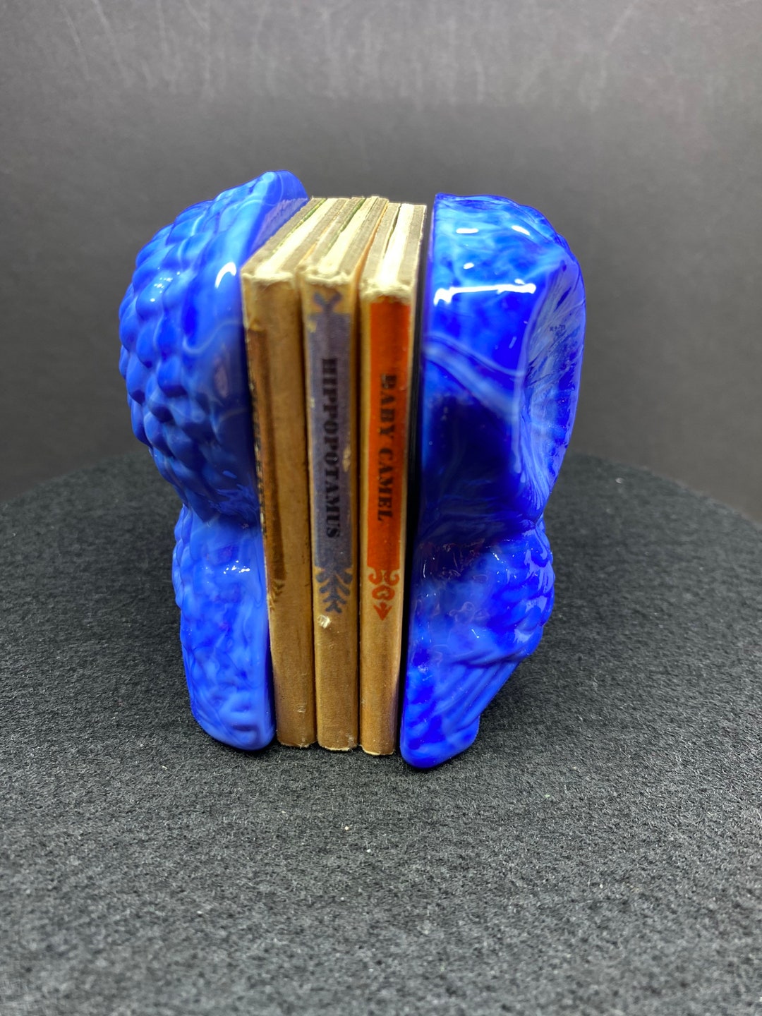 Mini Periwinkle Slag Glass Barn Owl Bookends - Etsy