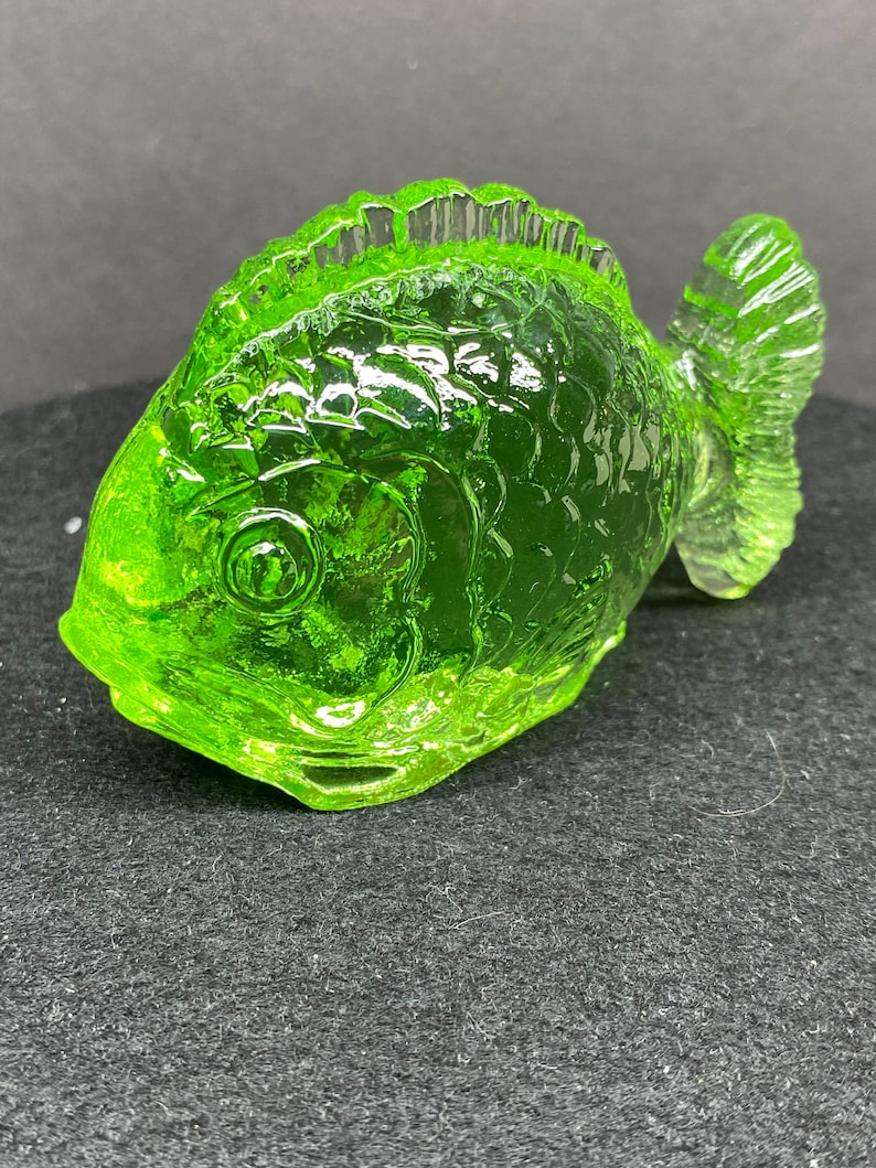 Green Uranium Glass Fish Figure Bright Glow - Great Gift - Etsy