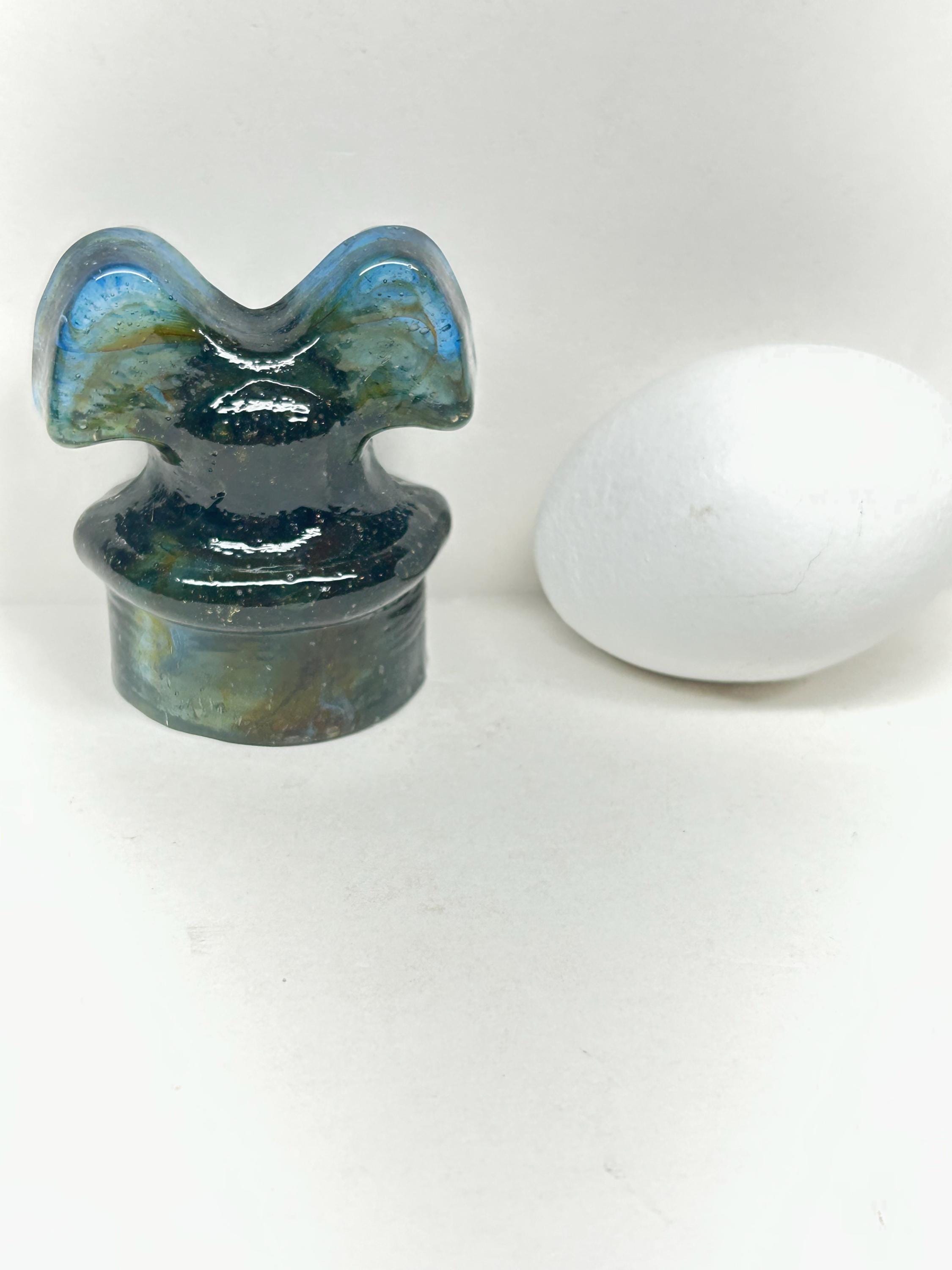 Cobalt Blue Firey Orange Slag Glass Mini Mickey Mouse Insulator Uranium ...
