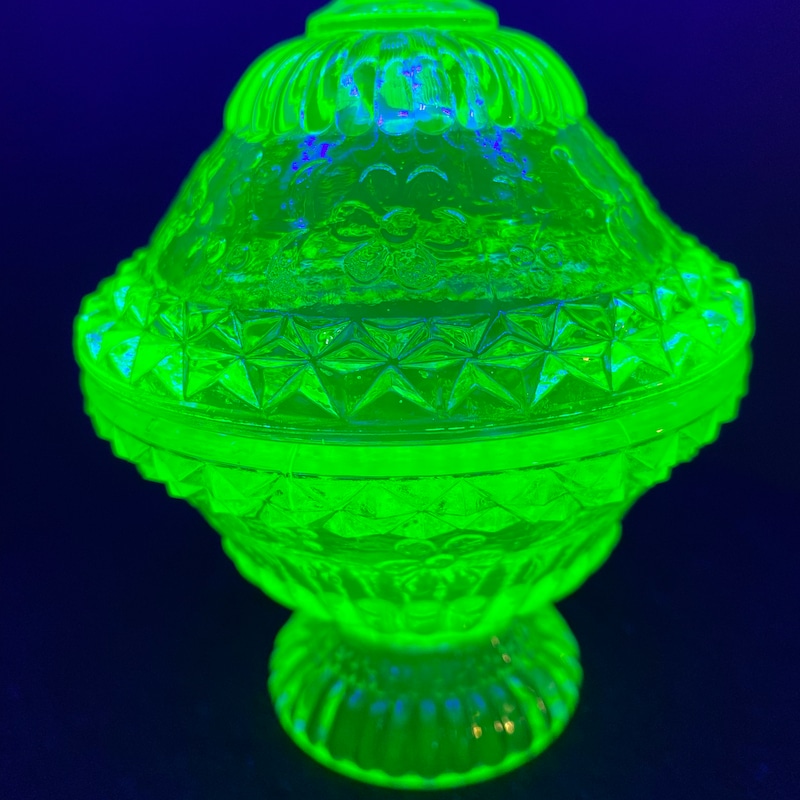 Vintage Glass Lidded Trinket Bowl - Etsy