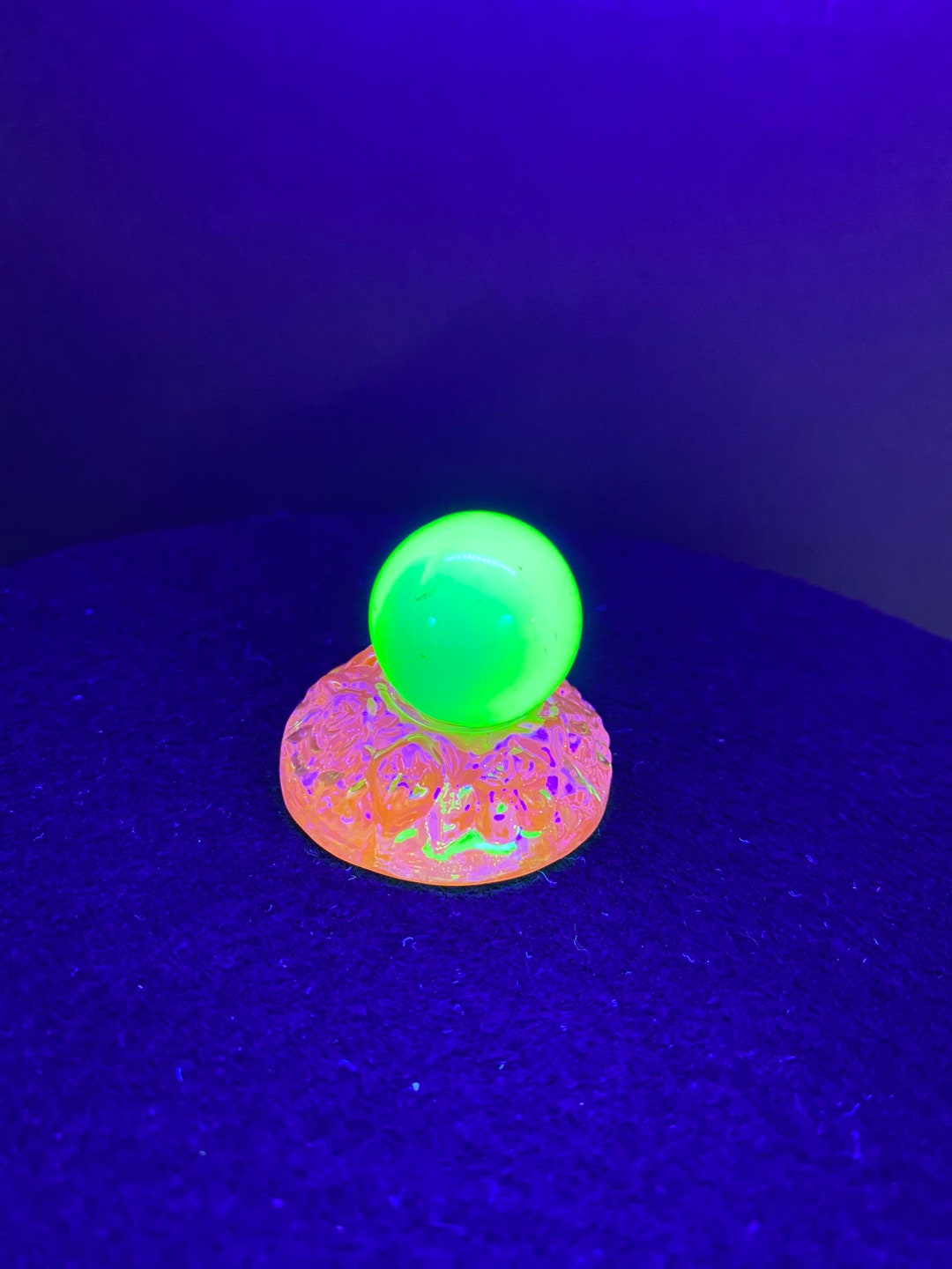 Vintage One Inch Uranium Glass Marble and Blue Selenium Stand - Etsy