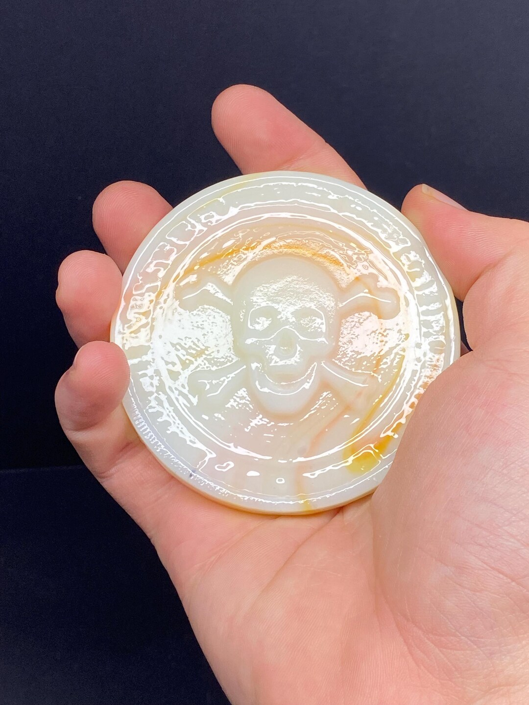 Uranium Orange Slag Glass Skull Pirate Coin - Etsy