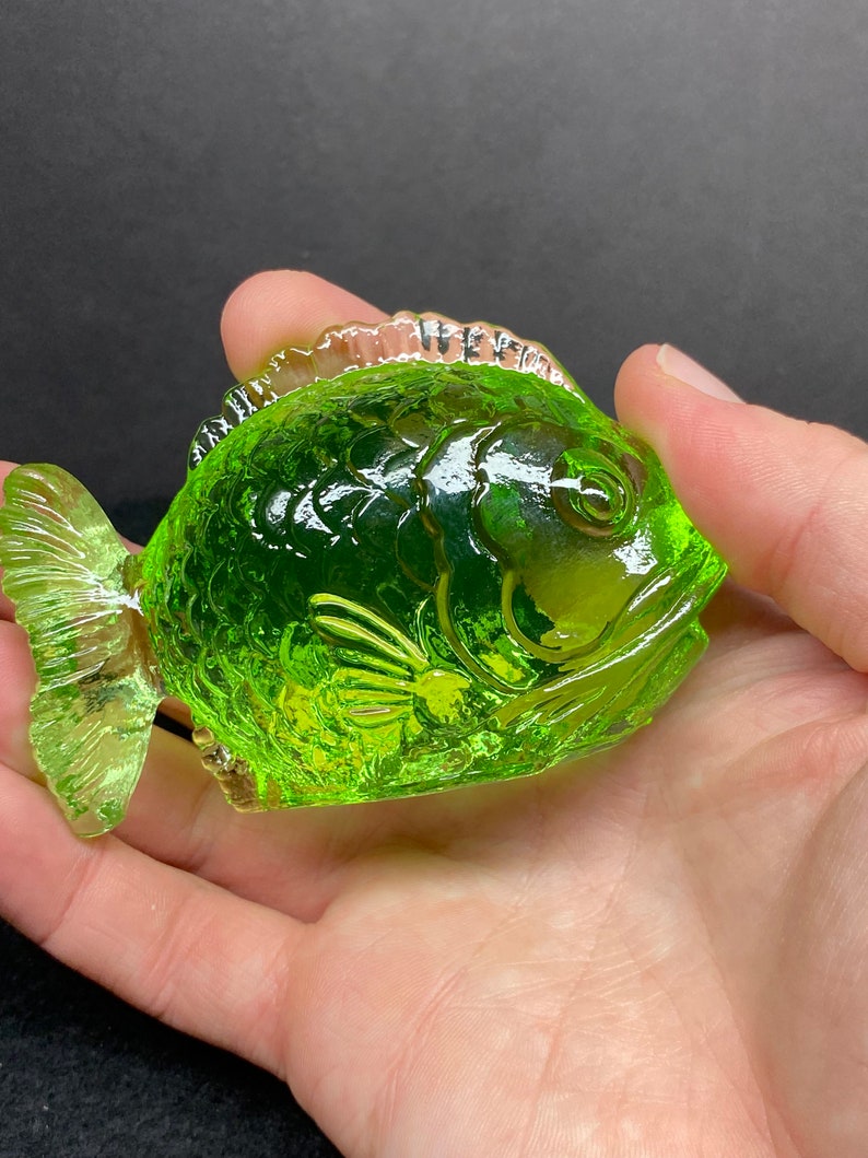 Green Uranium Glass Fish Figure Bright Glow - Great Gift - Etsy