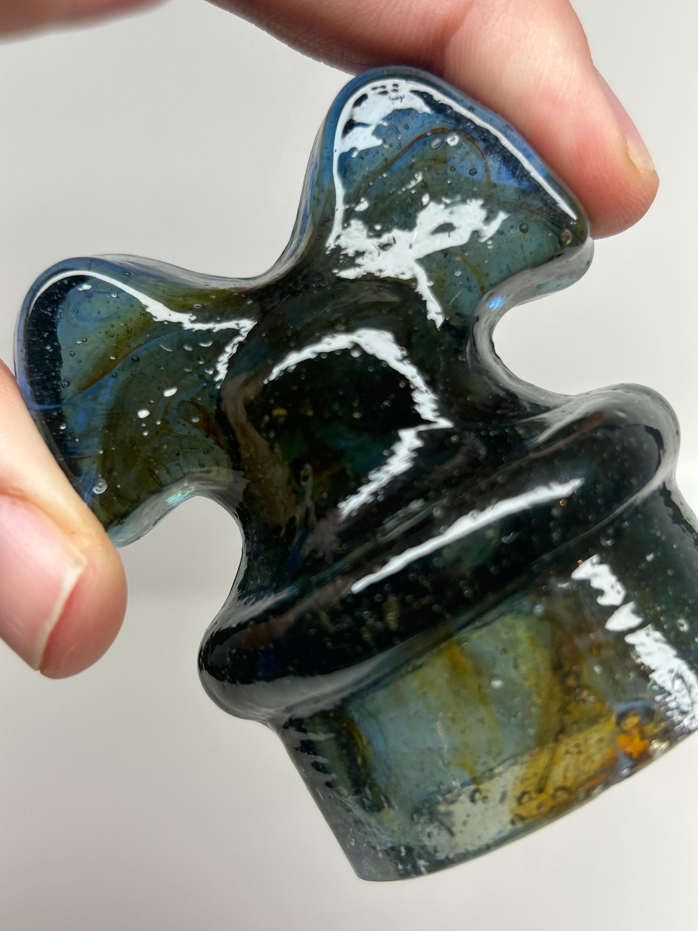 Cobalt Blue Firey Orange Slag Glass Mini Mickey Mouse Insulator Uranium ...