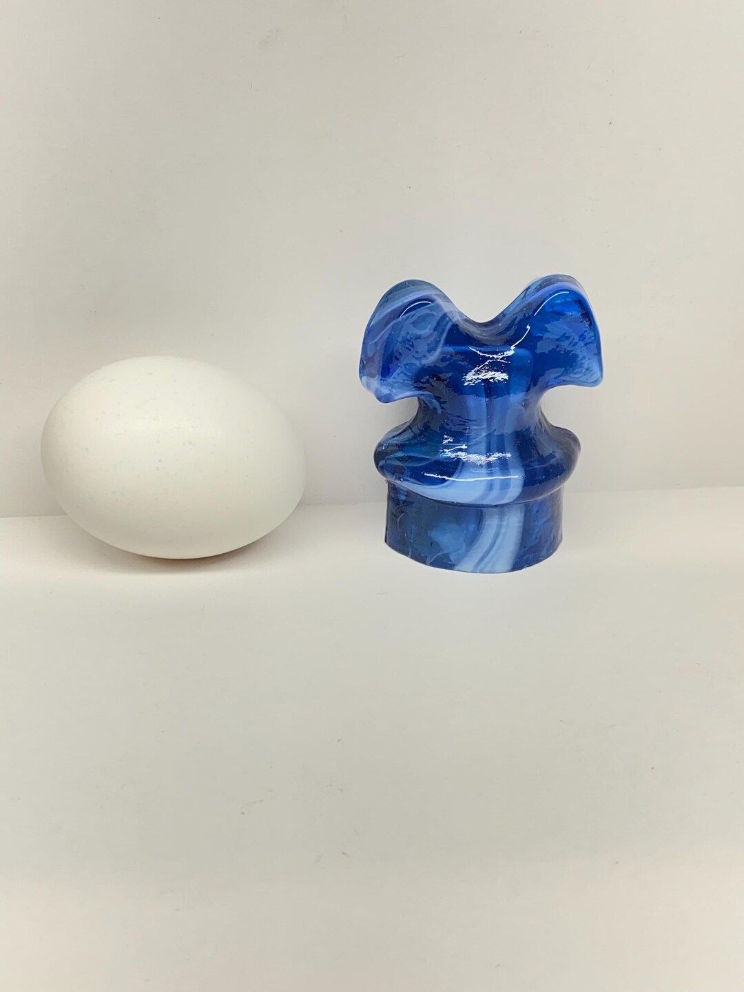 Cobalt Blue Slag Mickey Mouse Glass Insulator Uranium Glow White Swirls ...