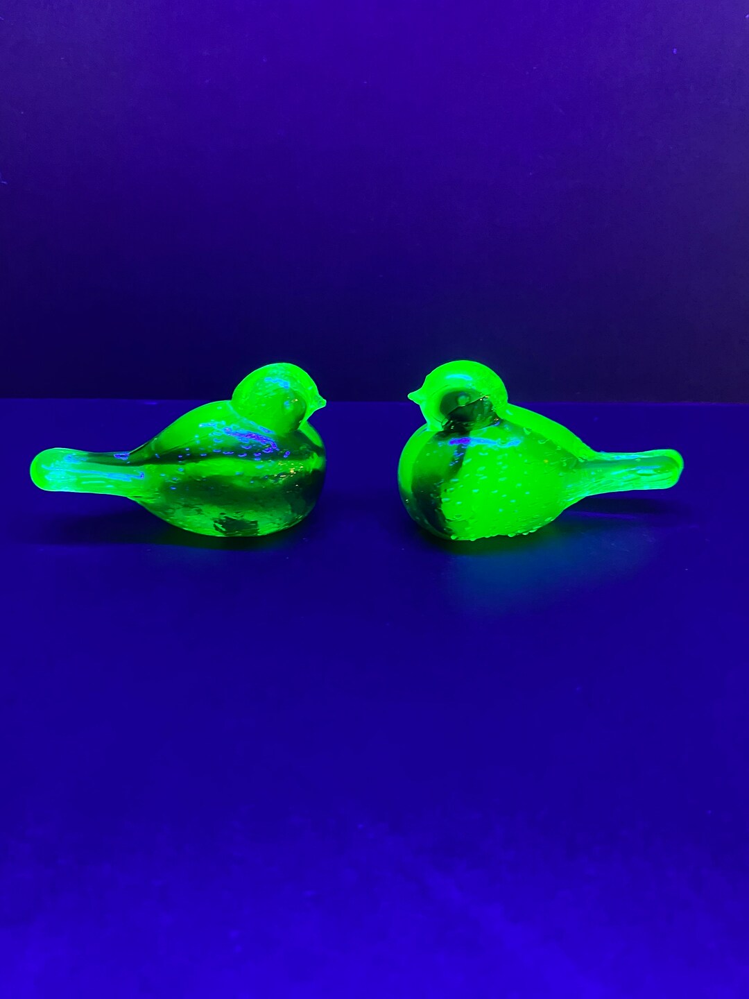 Vintage Small Uranium Chubby Birds black Swirls - Etsy