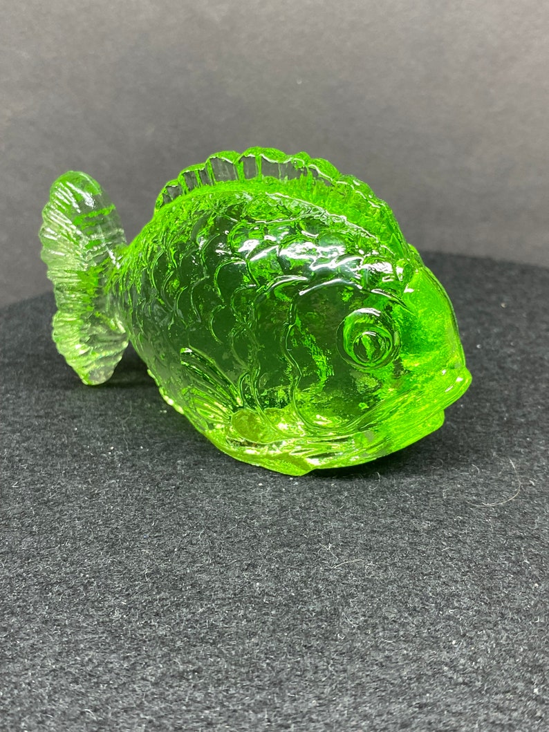 Green Uranium Glass Fish Figure Bright Glow - Great Gift - Etsy
