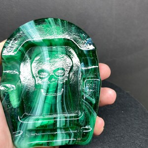 Art Deco Slag Glass Uranium Anti/smoking Skull Ashtray Match Holder ...