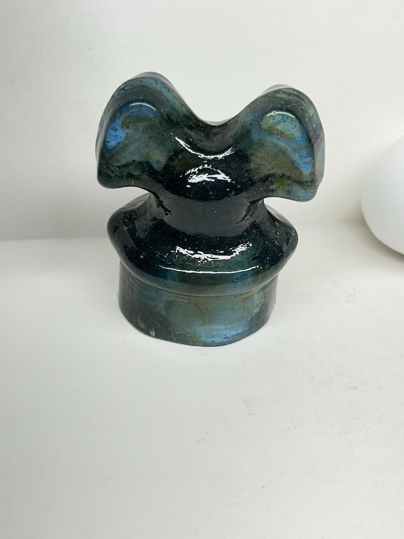 Cobalt Blue Firey Orange Slag Glass Mini Mickey Mouse Insulator Uranium ...