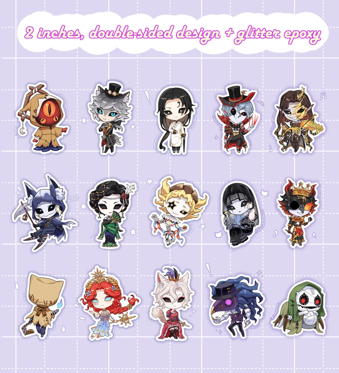 Identity V Hunter Phone Charms | Idv 2” Double-sided Glitter Epoxy Mini ...