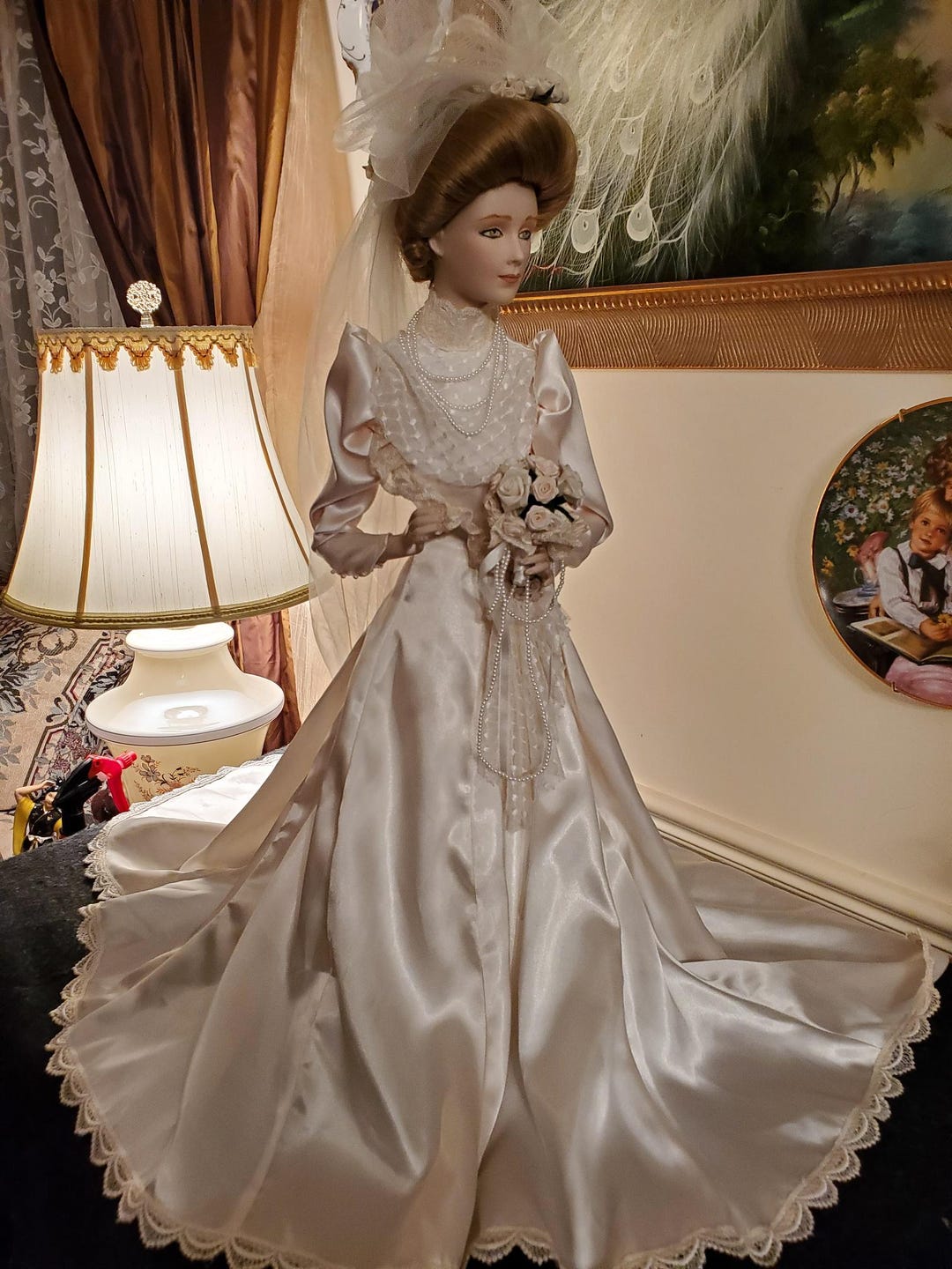 Beautiful 1987 Gibson Girl Franklin Mint Heirloom Bride, Porcelain Doll ...
