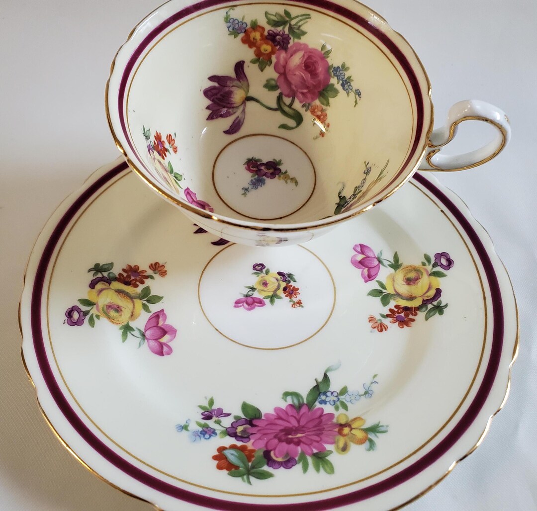 1950’s Vintage Tea Set, 1934 Ainsley, Claridge Tea Cup Set Yellow With ...
