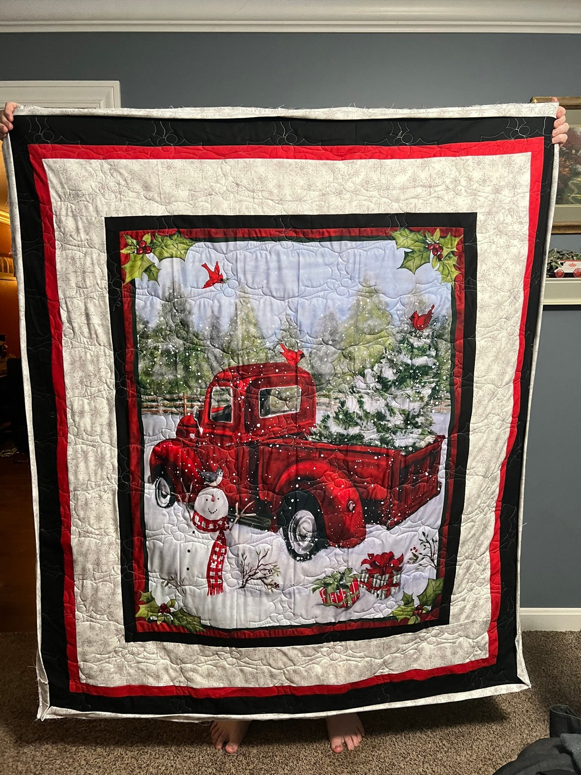 Red Truck Christmas Quilt - Etsy