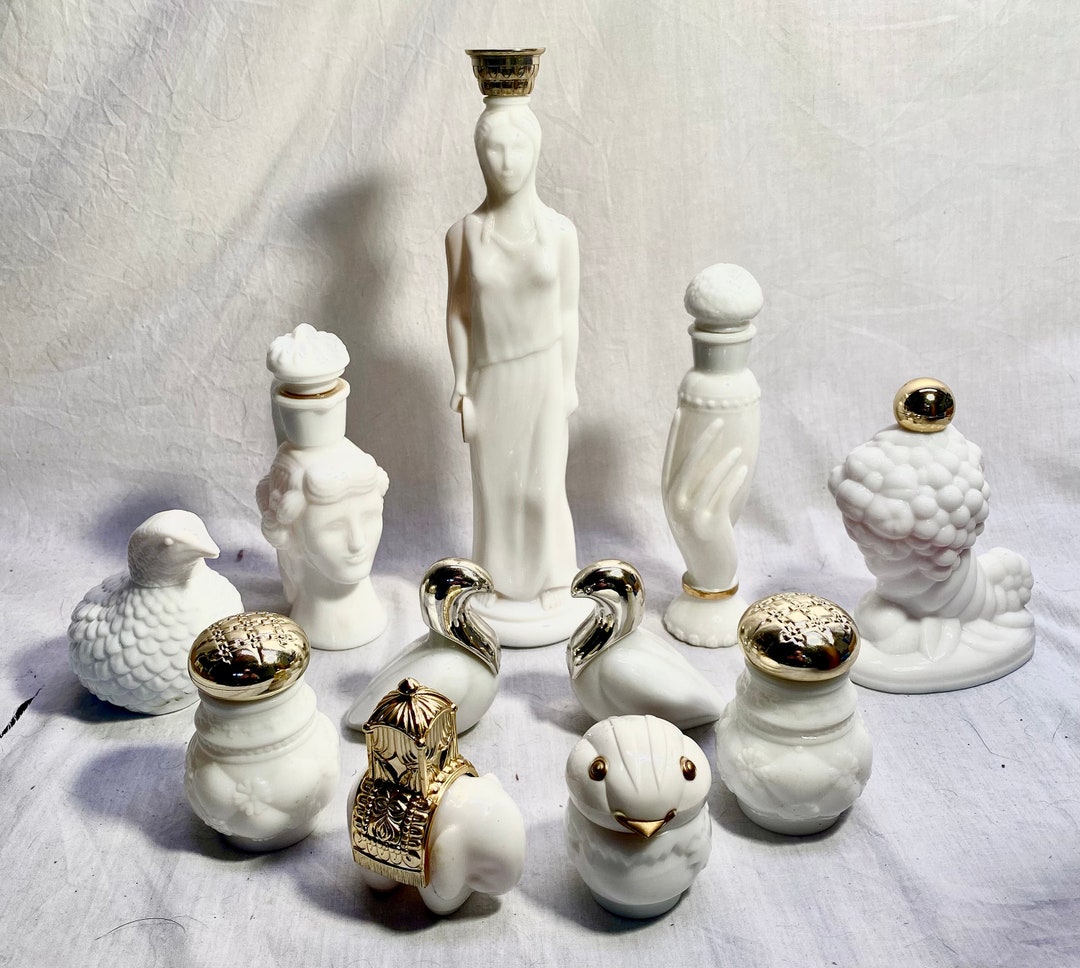 Vintage Avon Lot of 11 White Milk Glass Bottles - Etsy