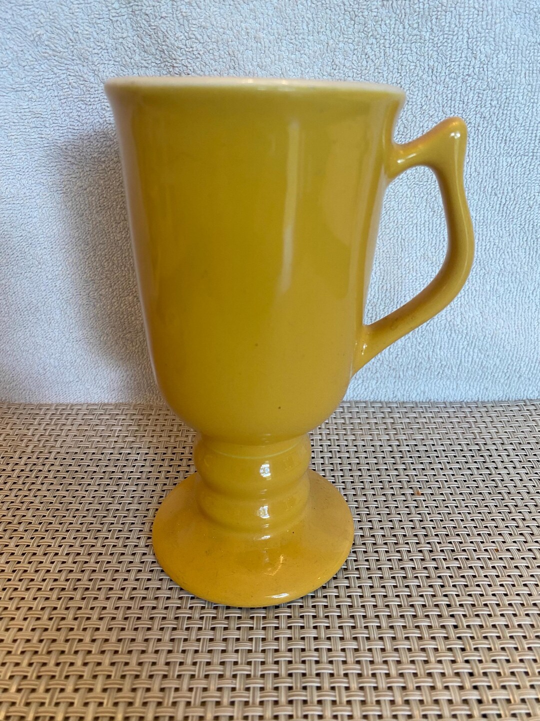 Vintage Hall 1273 Yellow Pedestal Irish Coffee Mug - Etsy