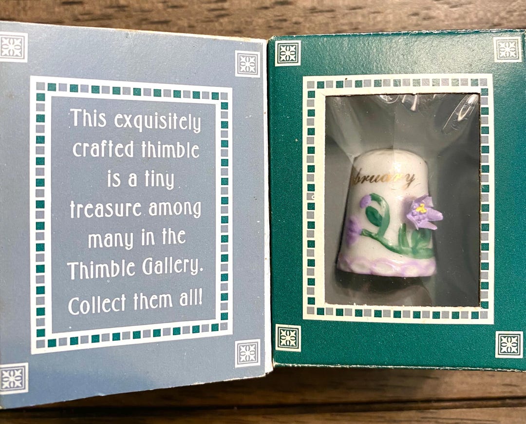 Vintage GANZ Porcelain february Flower Design Thimble Gallery in ...