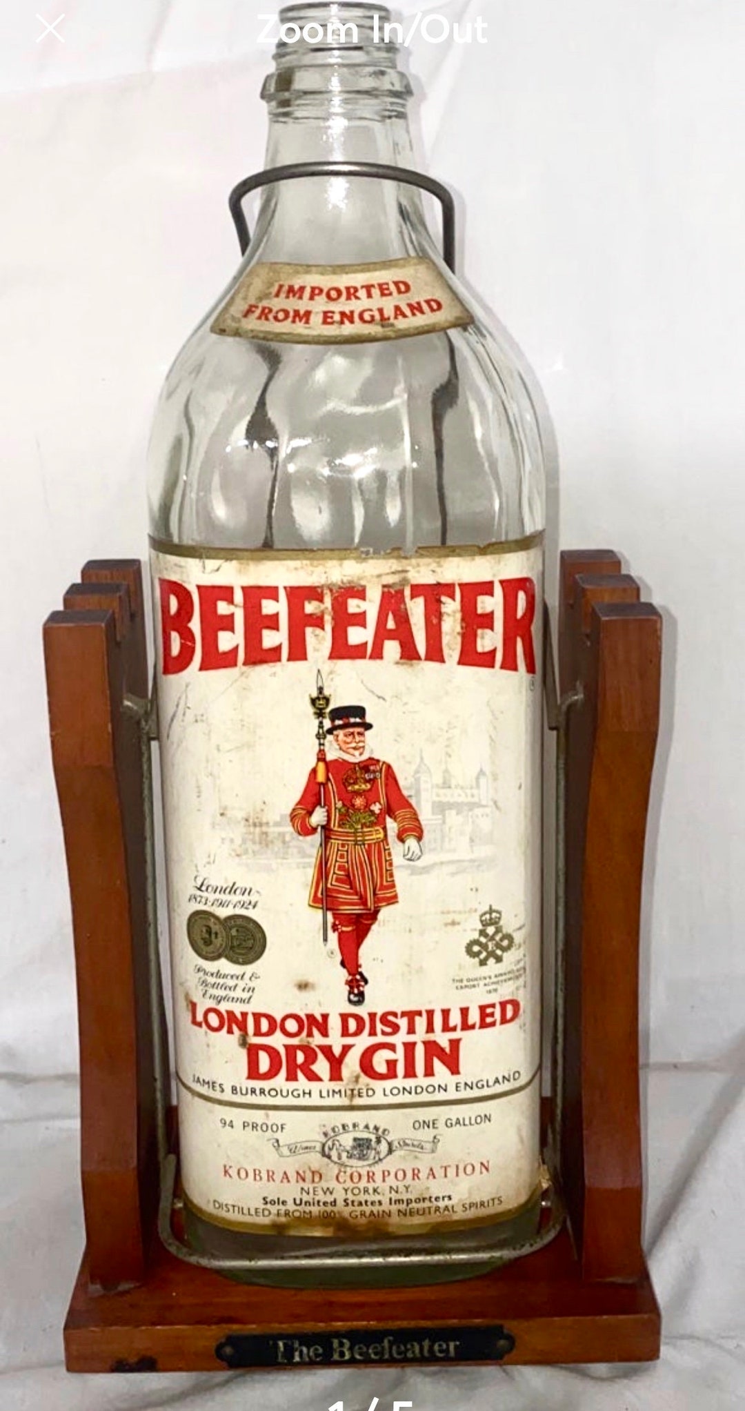 Vintage Old Beefeater 1 Gallon Liquor Bottle With Wood Pedestal - Etsy
