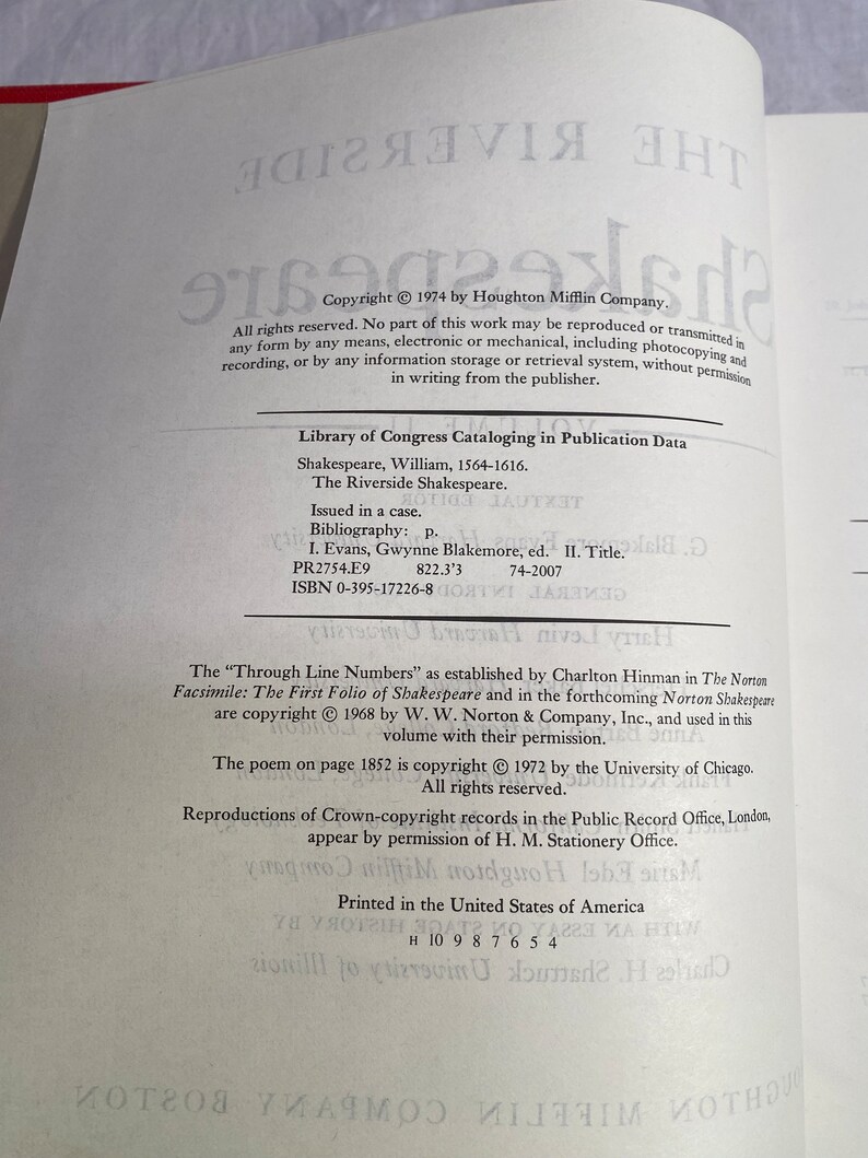 Red Hardcover Reproduction the Riverside by William Shakespeare 1974 - Etsy