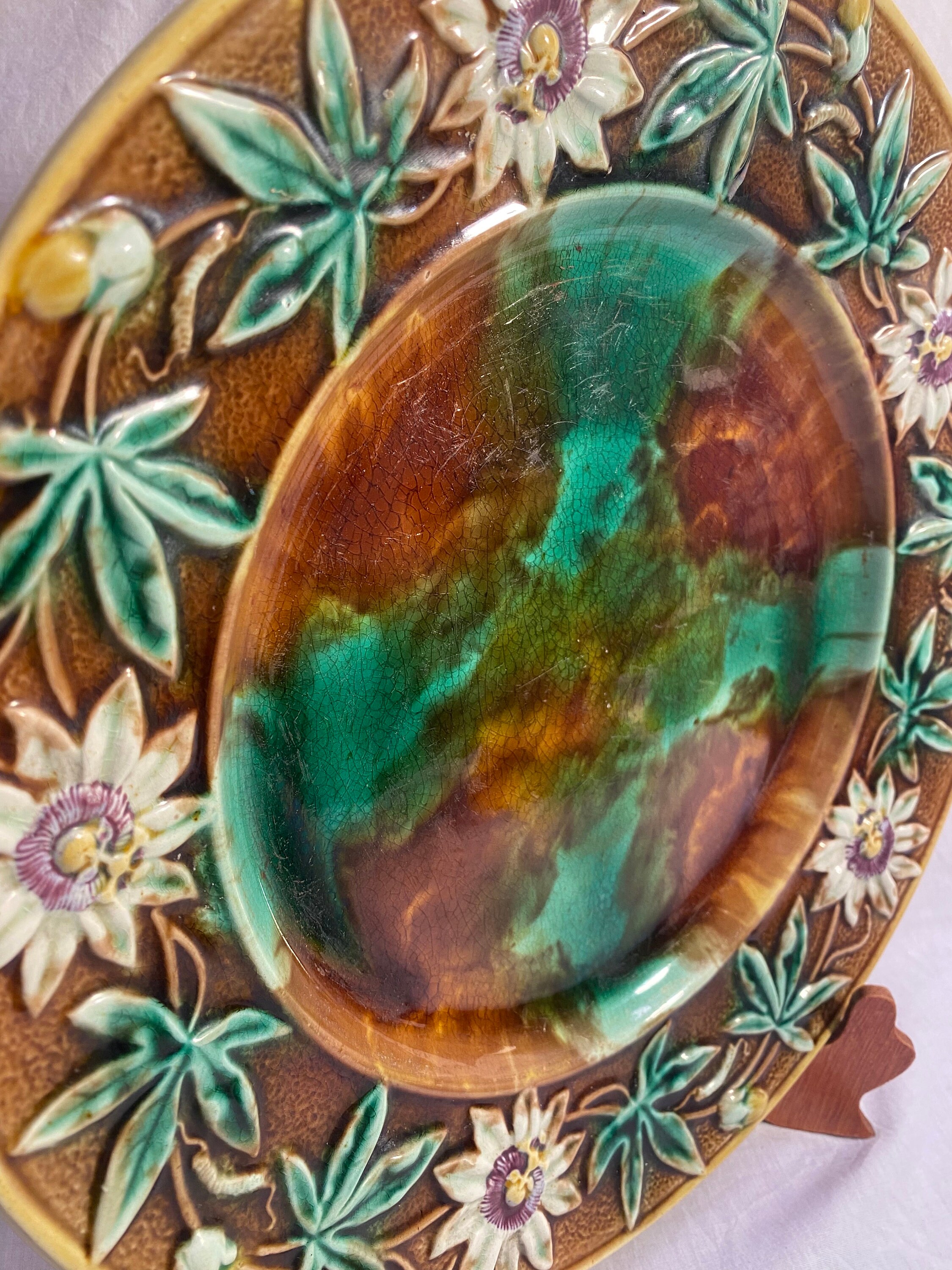 Early 19th Century Antique Majolica Passion Flowers Collectible Plate ...