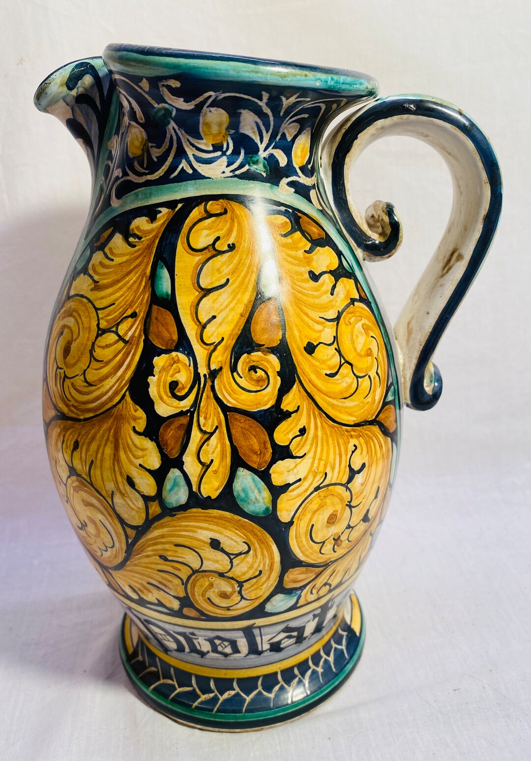 Italy Saca Castelli Majolica Pottery Water Pitcher - Etsy