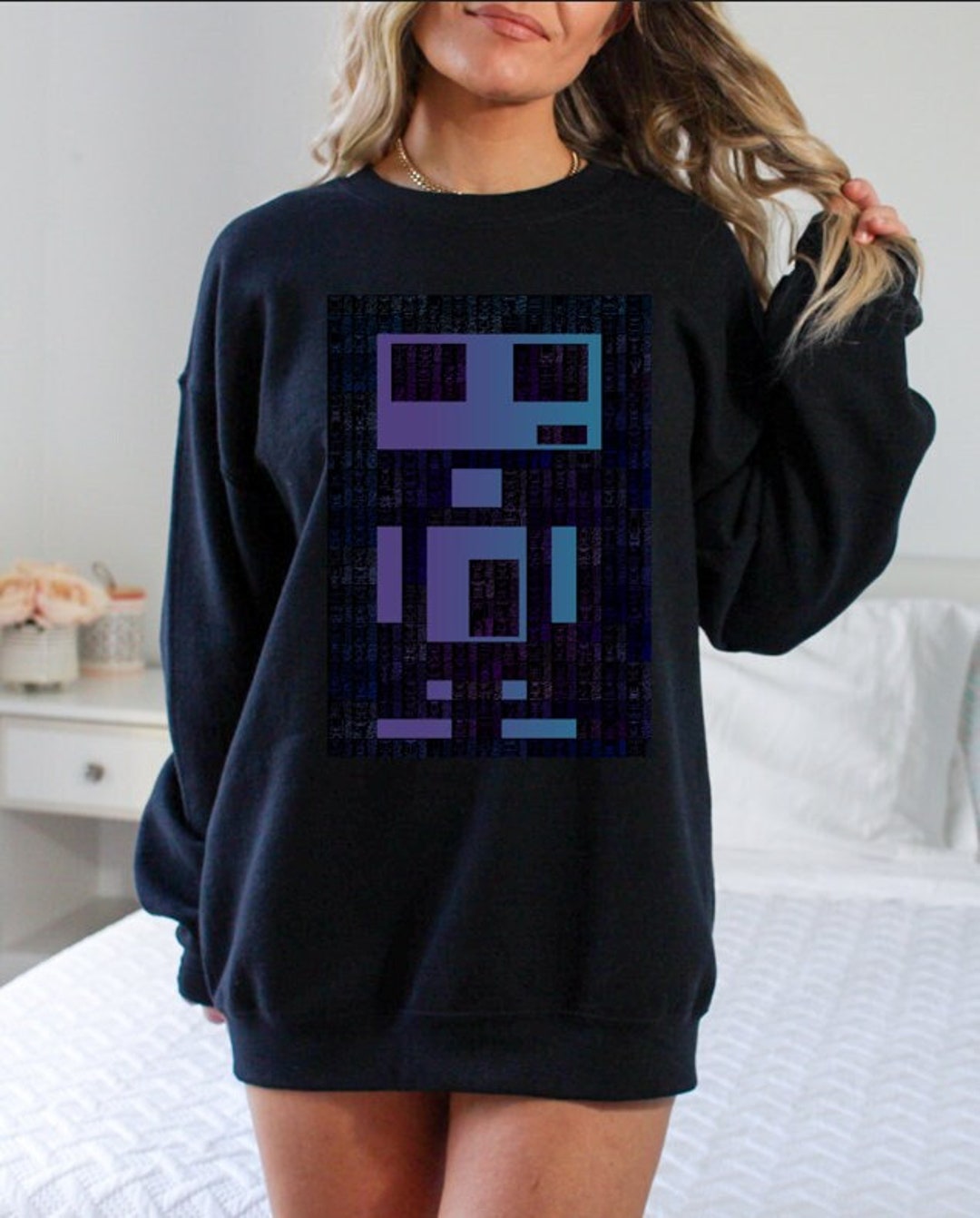 Robot Sweatshirt - Collage - Dark Blue Color - Comfy Sweater - Etsy