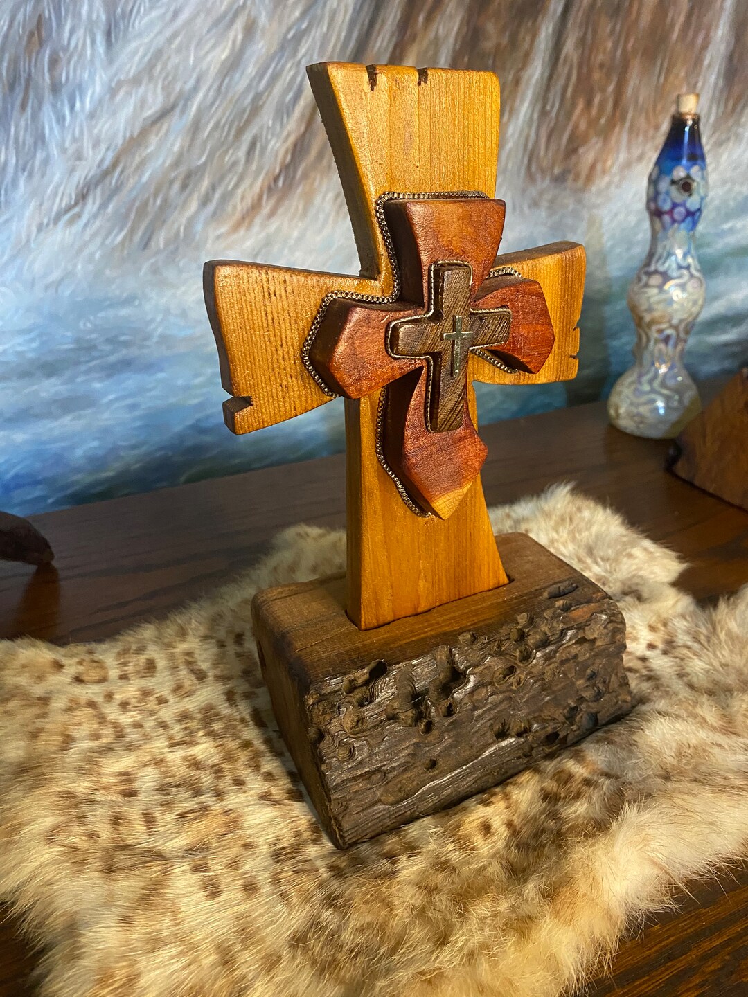 Beautiful Sinker Cypress 3D Wood Cross 3 Tone Cypress Chain - Etsy