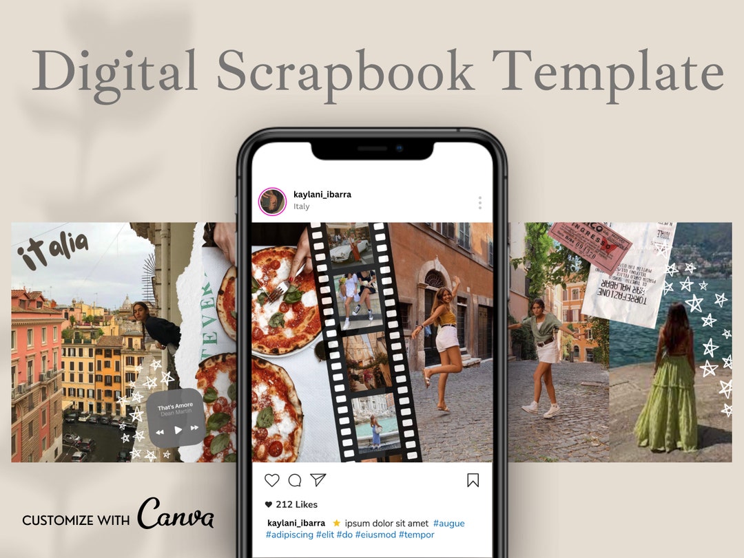 Digital Scrapbook Template For Instagram Scrapbook Instagram Etsy UK