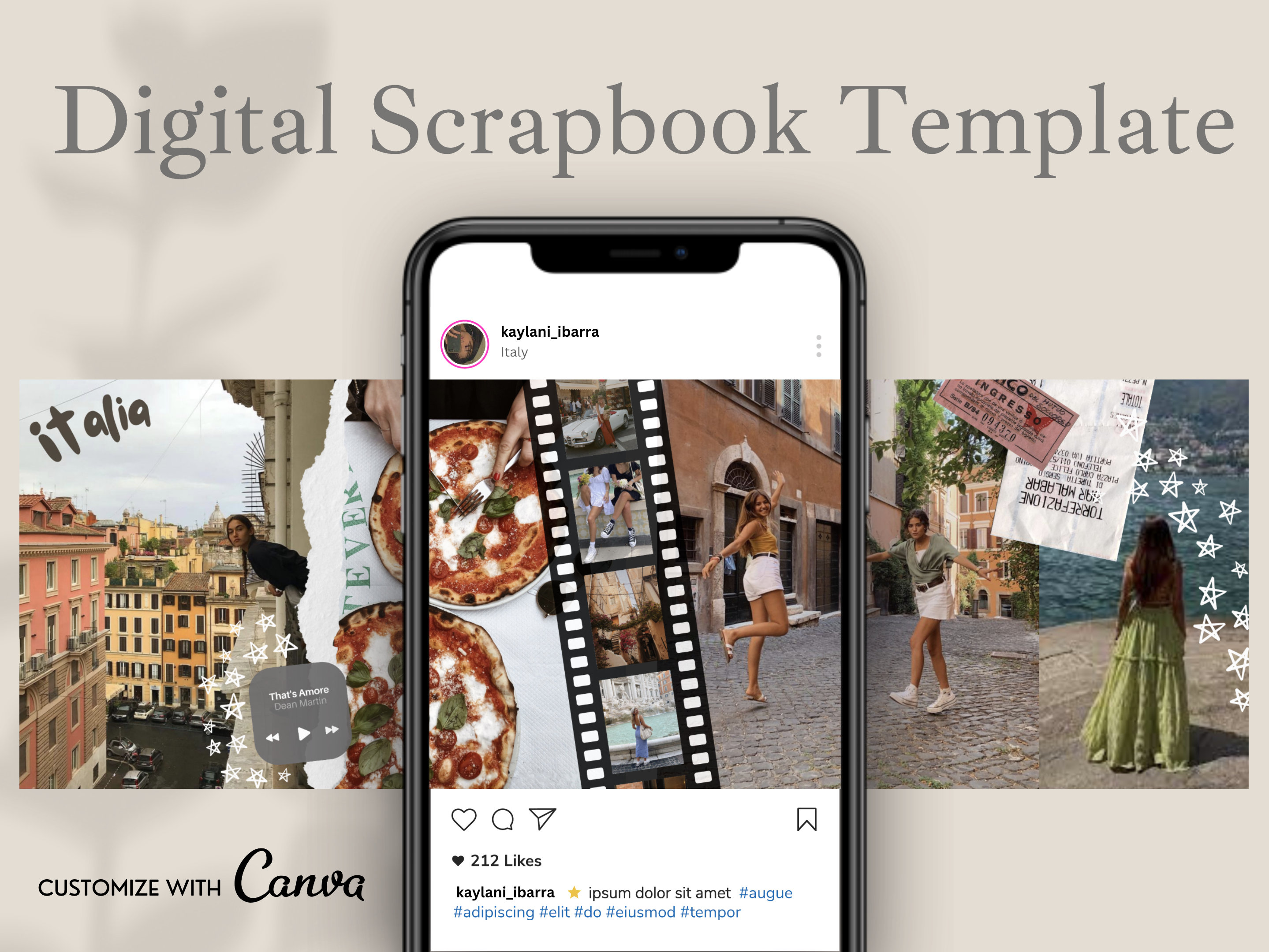 Digital Scrapbook Template for Instagram Scrapbook Instagram - Etsy UK