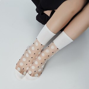 Sheer Polka Dots Crew Sock Transparent Ankle Socks Crystal - Etsy