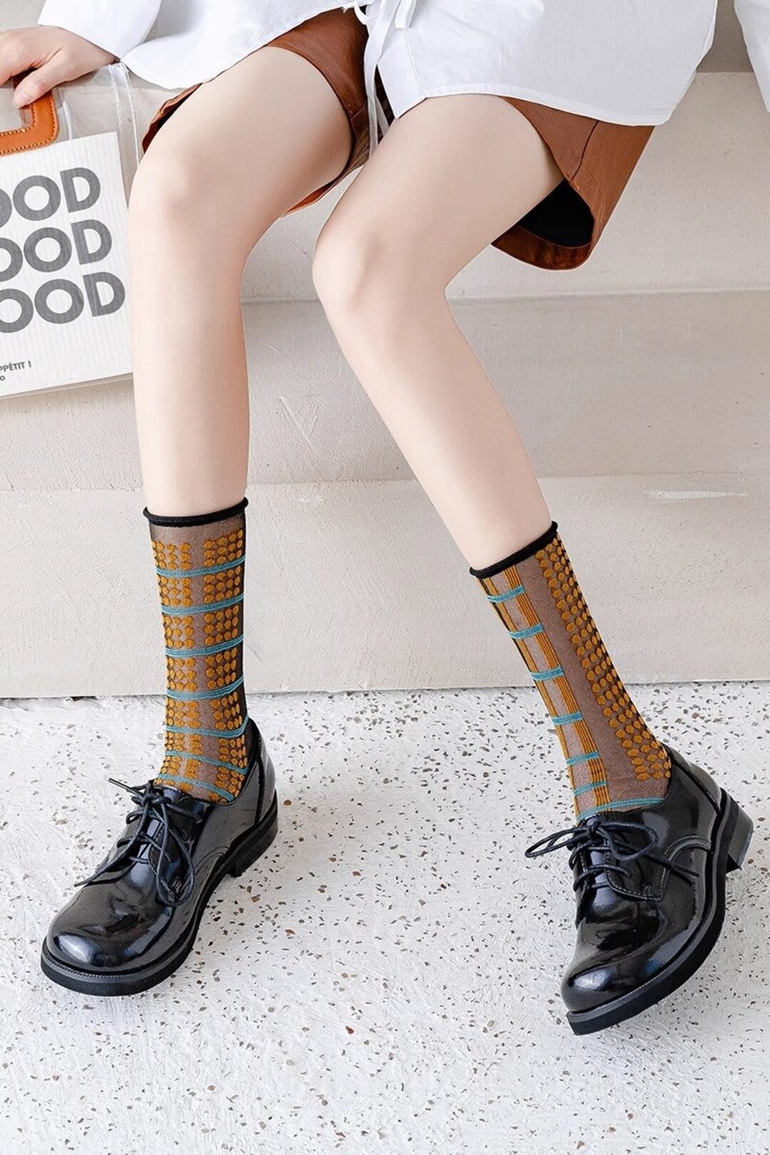 Sheer Crew Sock Polka Dots Transparent Socks Sheer Ankle Socks Crystal ...