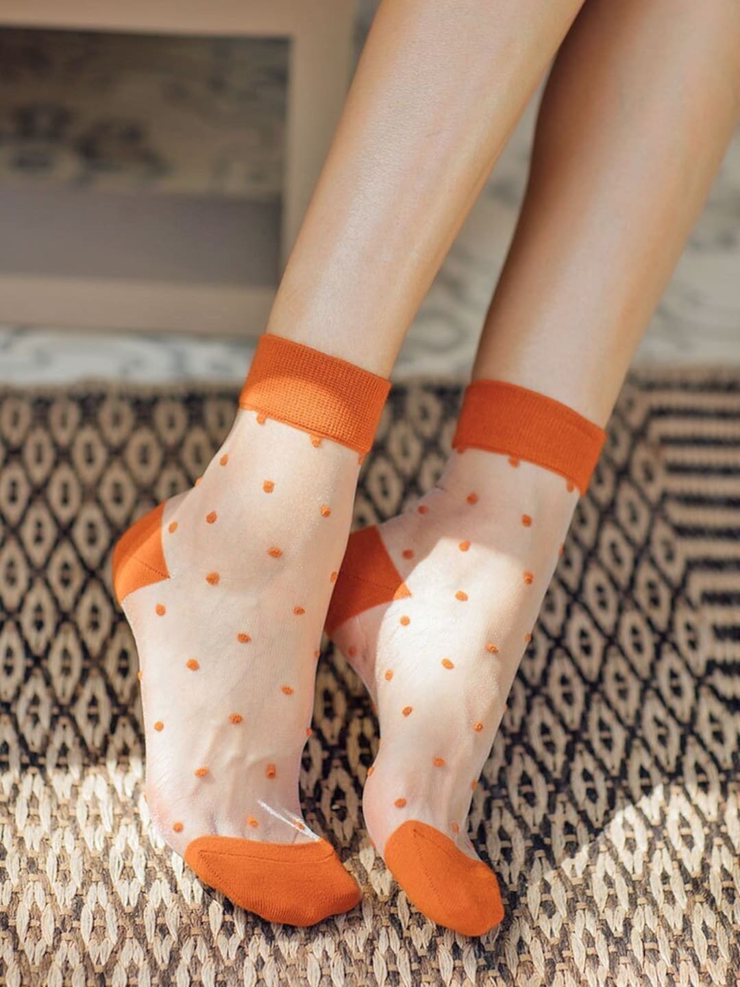 Sheer Sock Polka Dots Transparent Socks Sheer Ankle Socks Crystal Silk ...