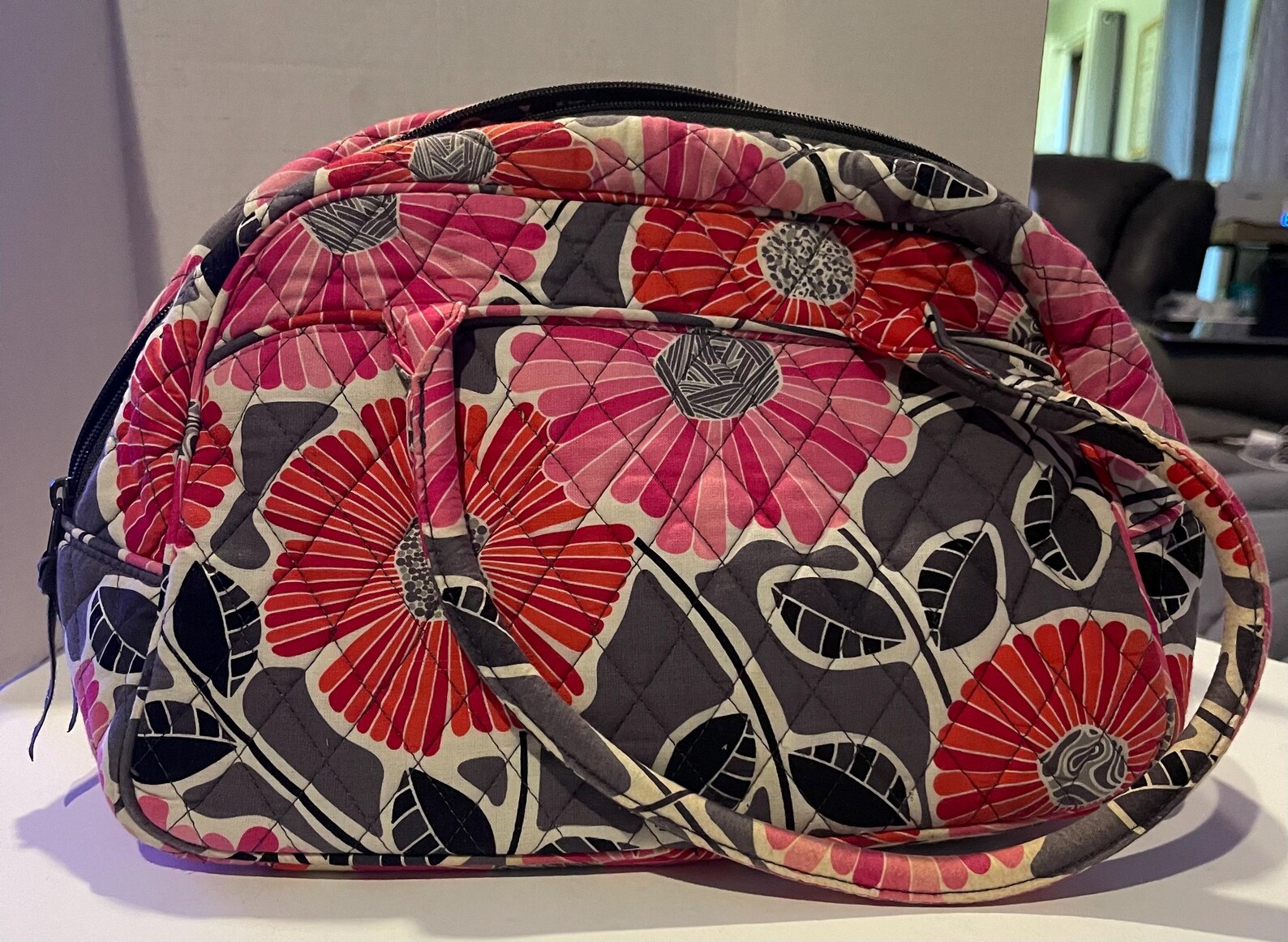Vera Bradley Bowler Purse Cherry Blossoms Satchel Shoulder Bag W/ Coin ...