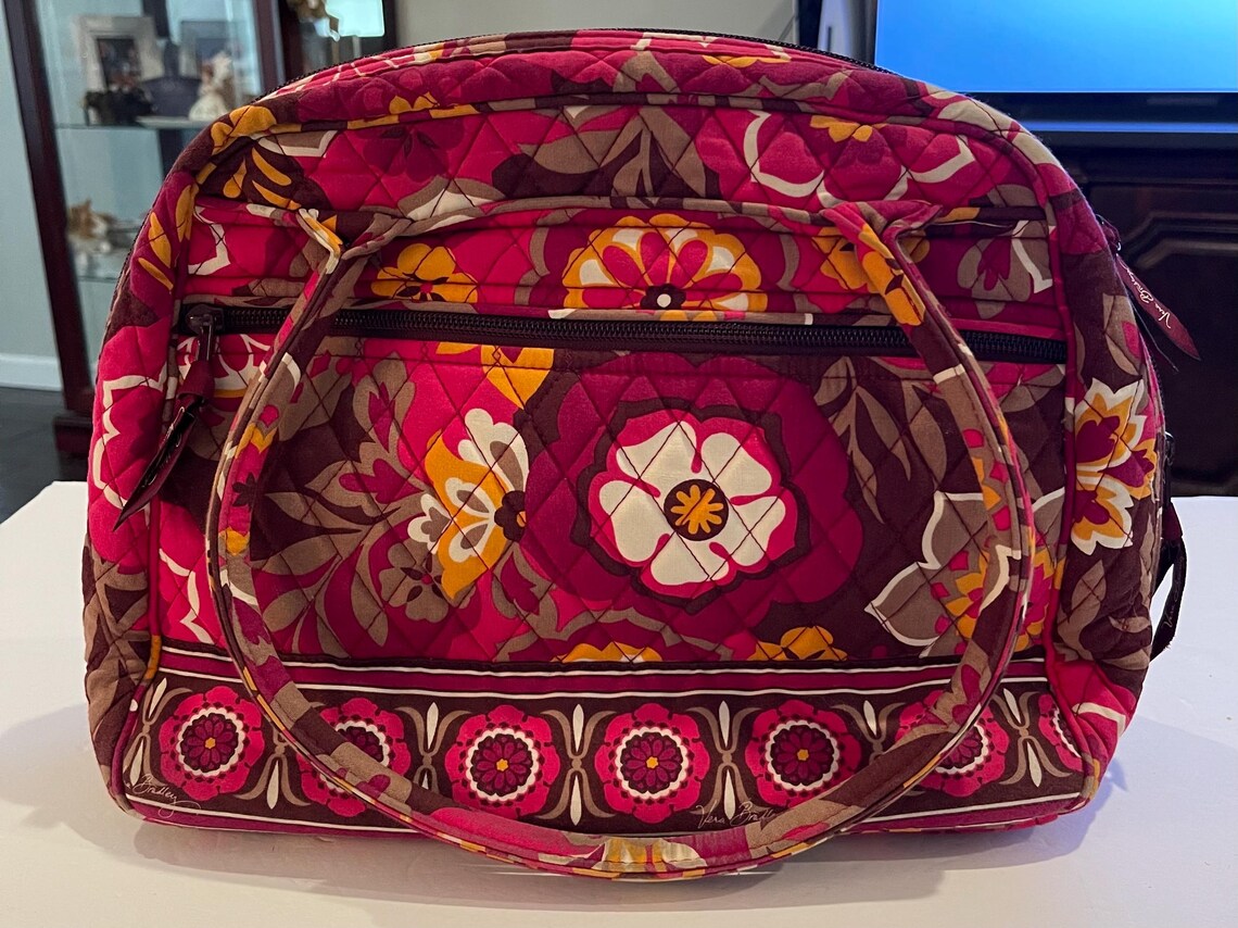 Vera Bradley Purse Carnaby Bowler Pink Floral Satchel Shoulder Handbag ...