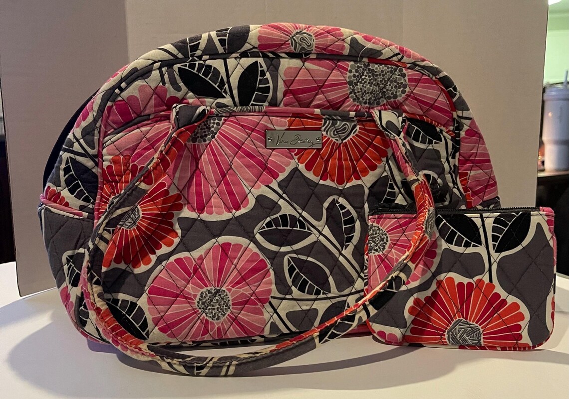 Vera Bradley Bowler Purse Cherry Blossoms Satchel Shoulder Bag W/ Coin ...