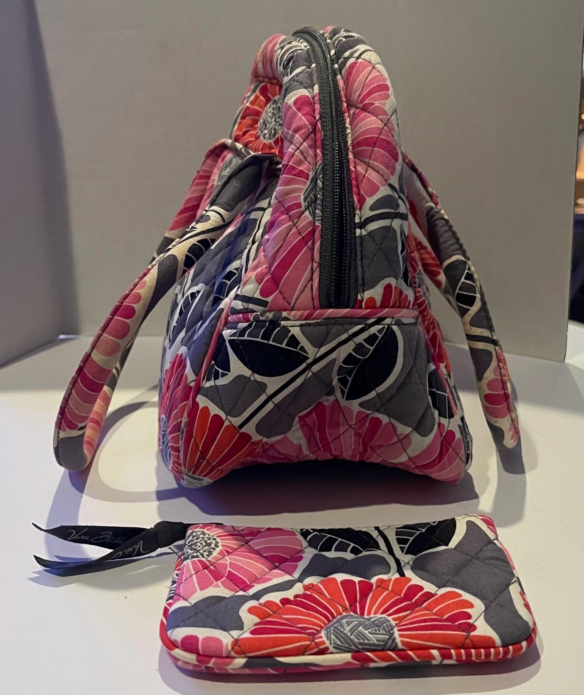 Vera Bradley Bowler Purse Cherry Blossoms Satchel Shoulder Bag W/ Coin ...