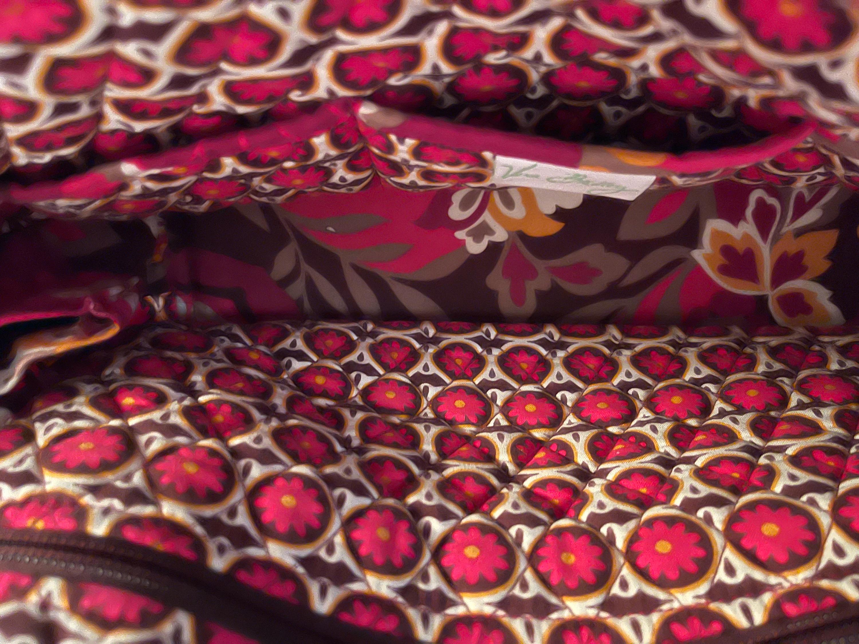 Vera Bradley Purse Carnaby Bowler Pink Floral Satchel Shoulder Handbag ...