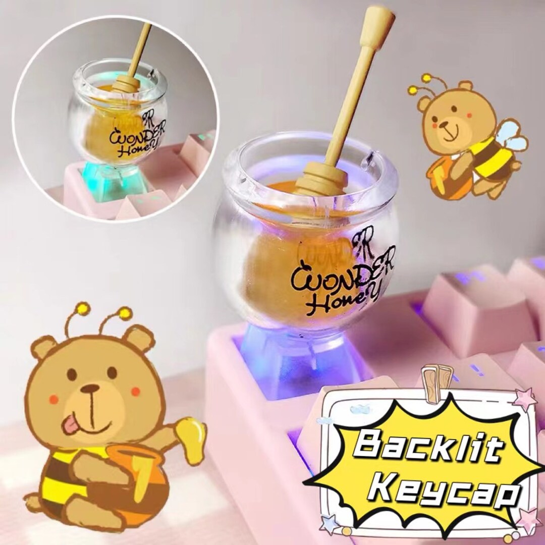 Honey Bee Jar Keycap Backlit Artisan Keycap Set Gifts - Etsy