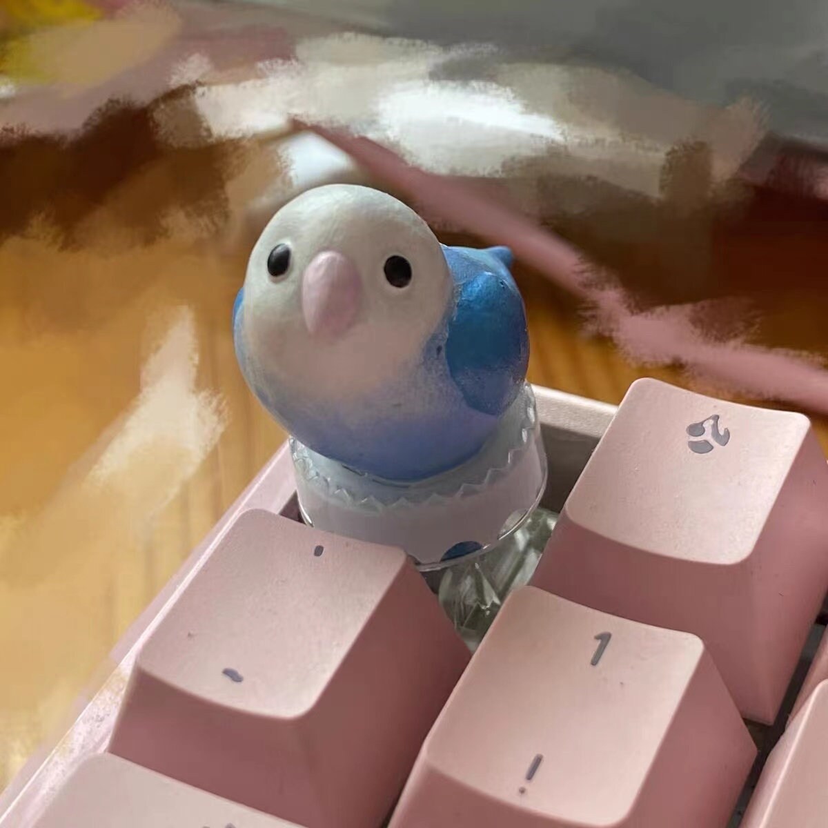 Custom Kawaii Bird Keycaps Artisan Parrot Mechanical Keycaps Set One ...