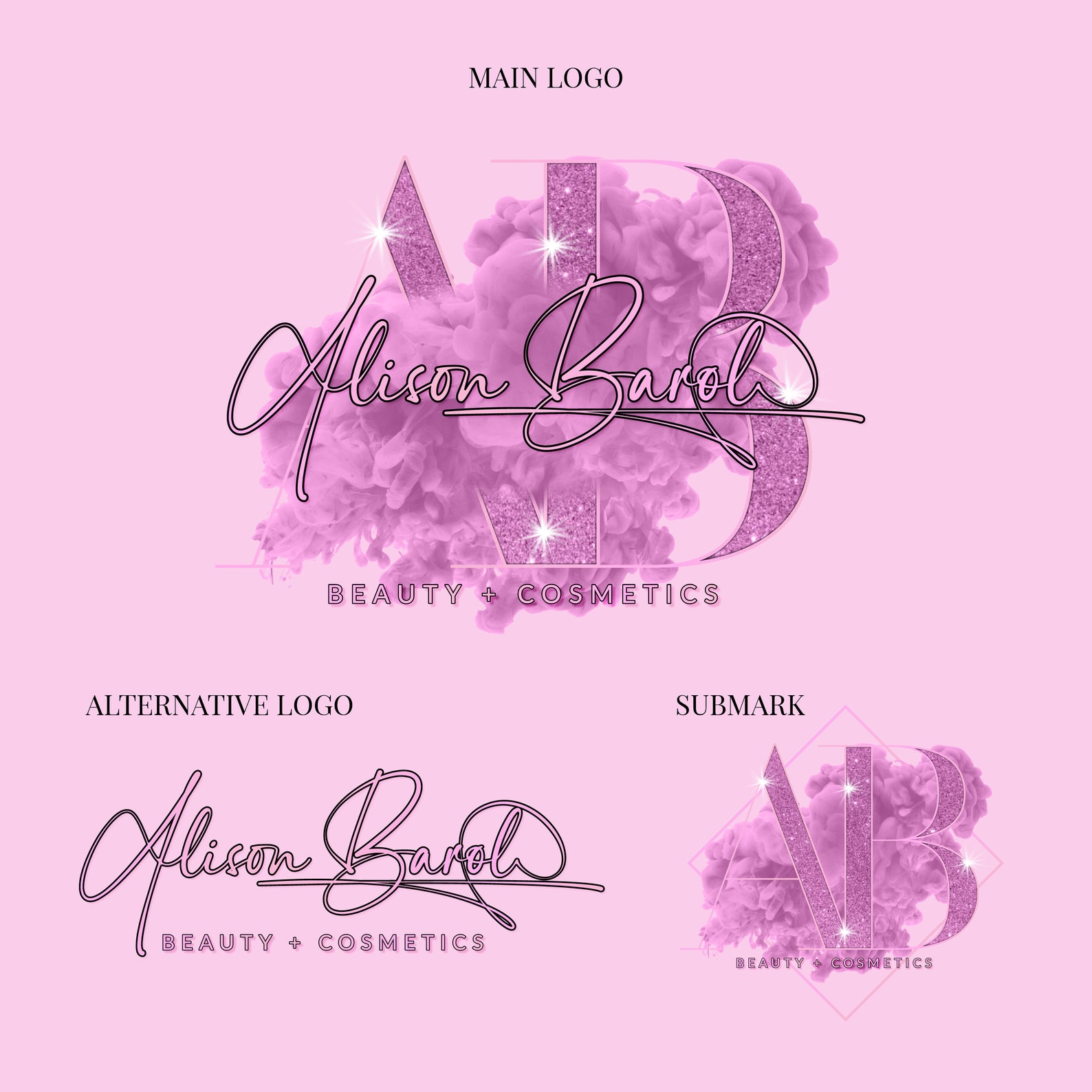 Pink Logo, Glitter Logo, Smoke Logo, Beauty Logo, Makeup Artist Logo ...