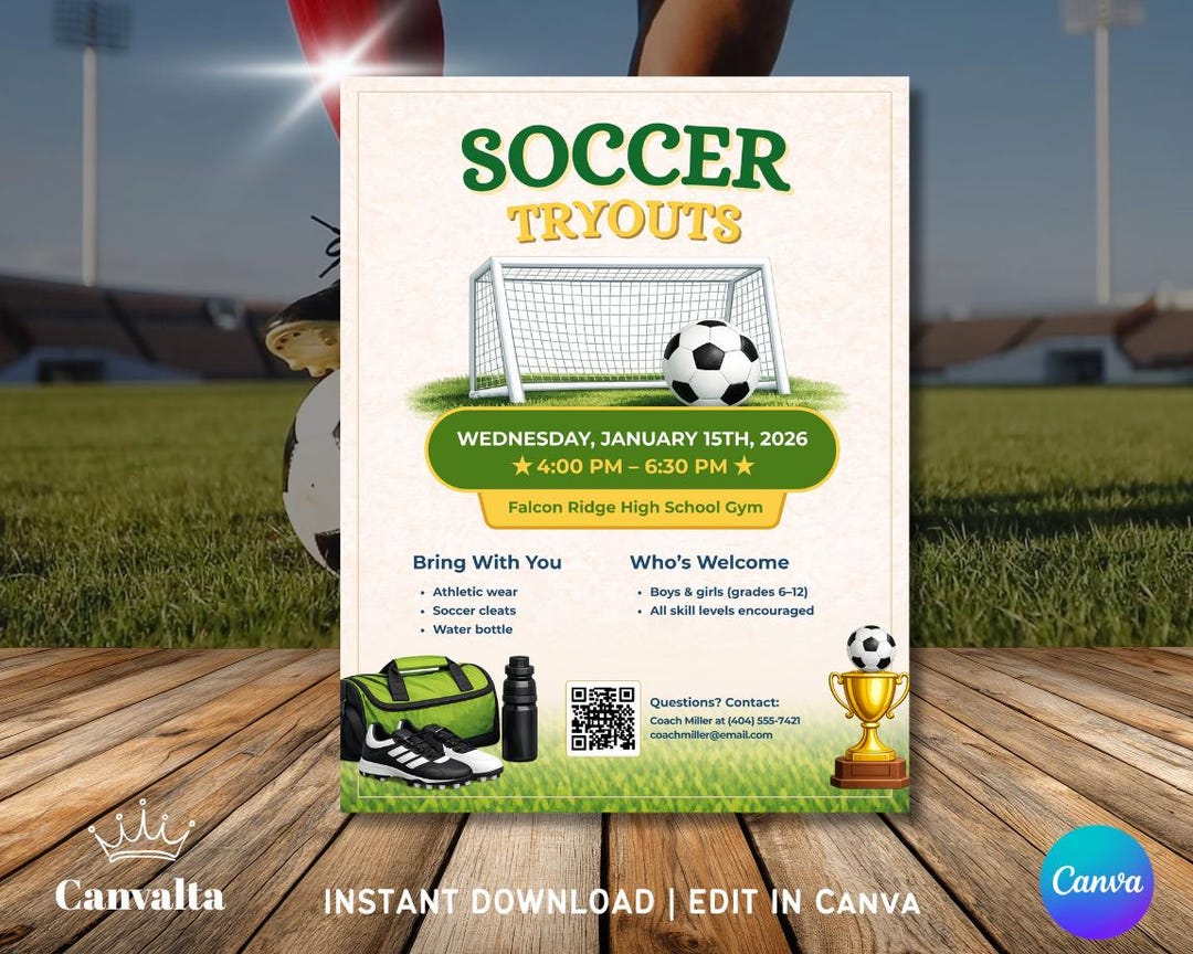 Soccer Tryouts Flyer | Soccer Tryout Flyer | School & Youth Soccer ...