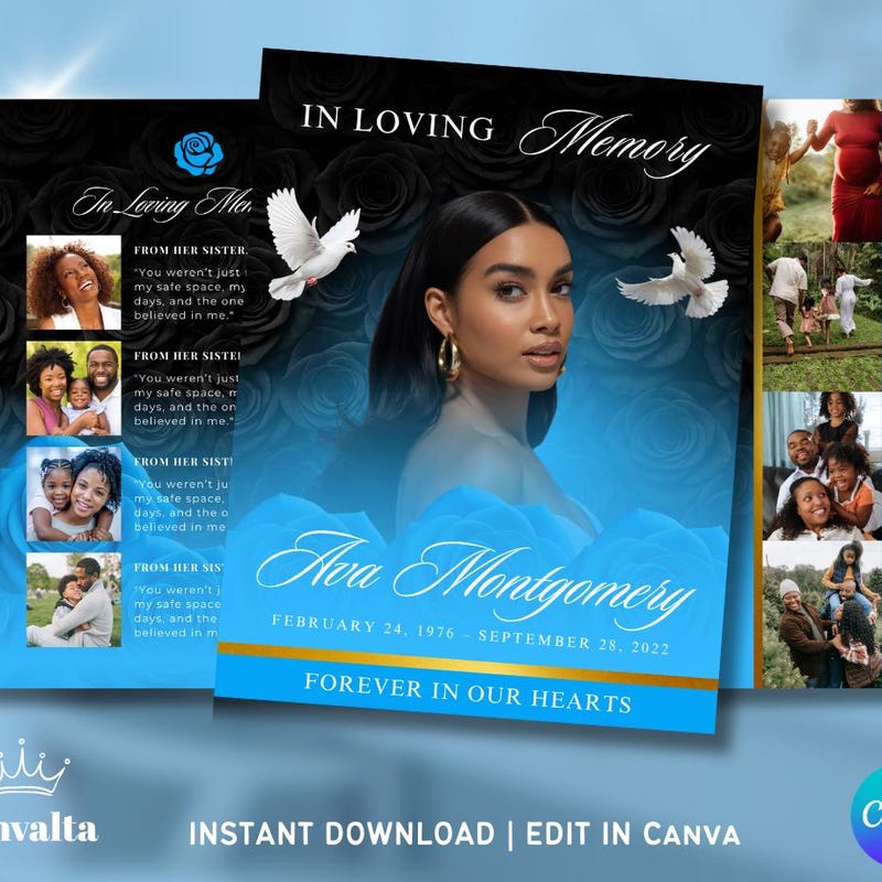 Blue Funeral Template - Etsy