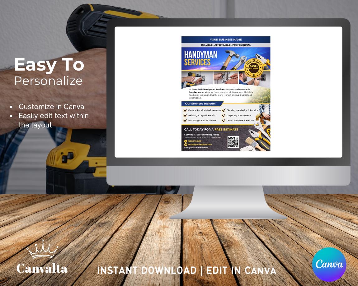 EDITABLE Handy Man Flyer, Handyman Services Flyer, Home Repair ...