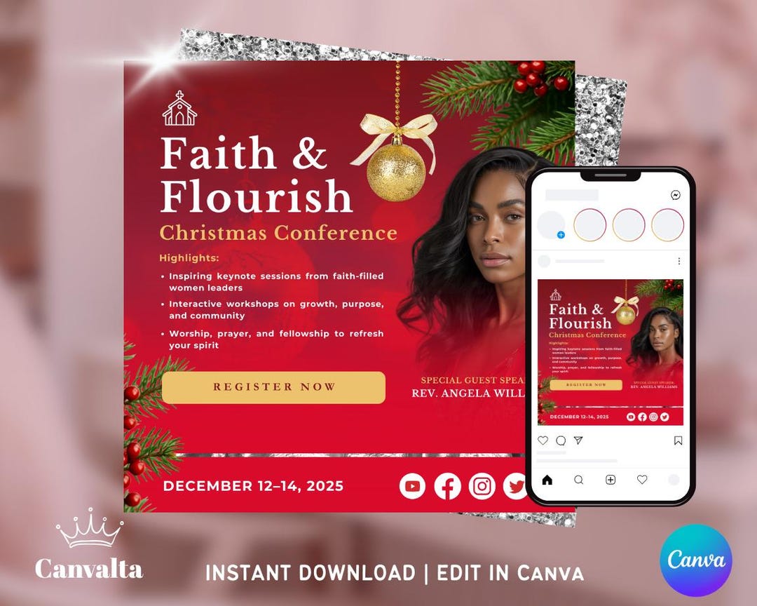 Christmas Church Flyer Template | Worship Service Social Media Post ...