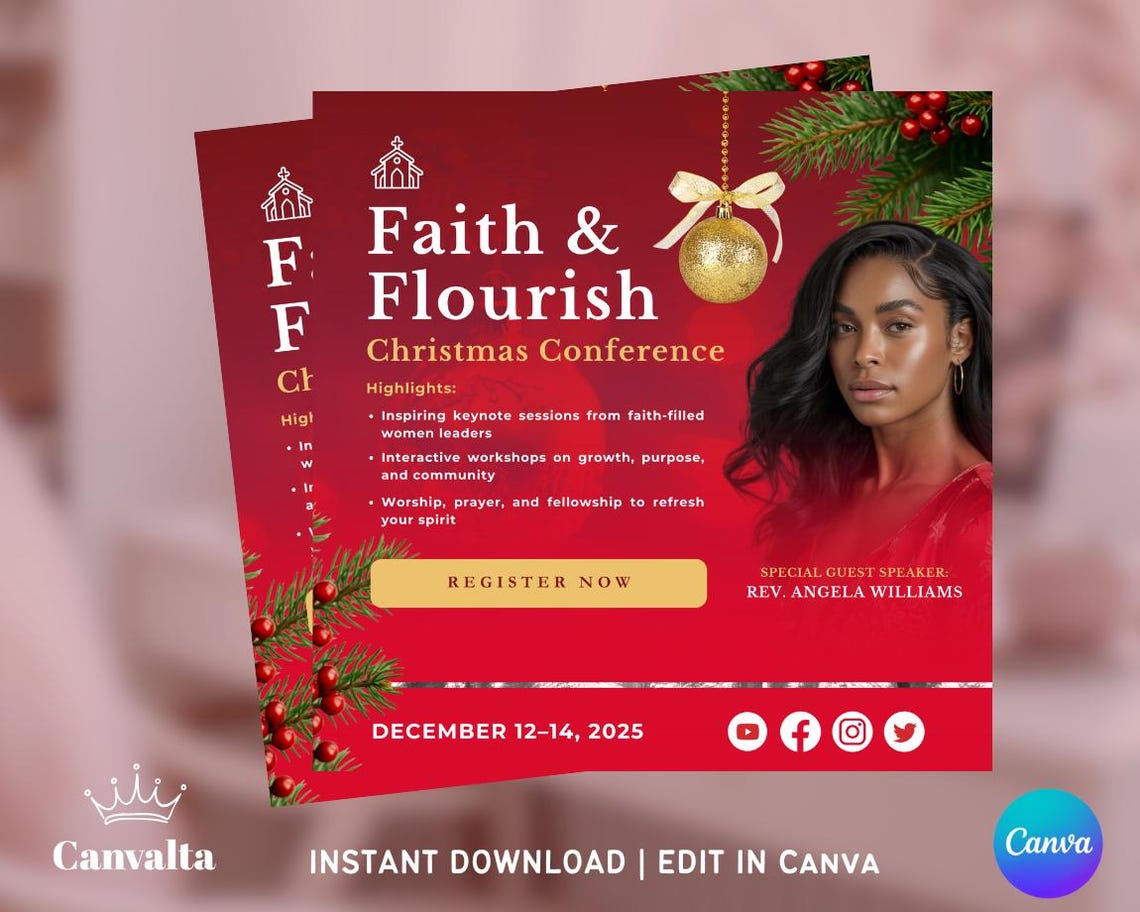 Christmas Church Flyer Template | Worship Service Social Media Post ...