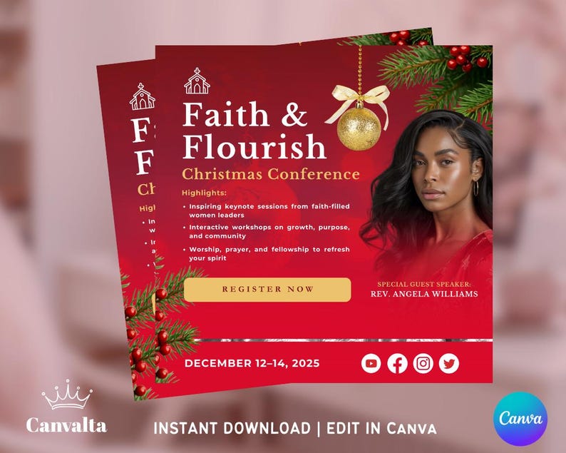 Christmas Church Flyer Template | Worship Service Social Media Post ...